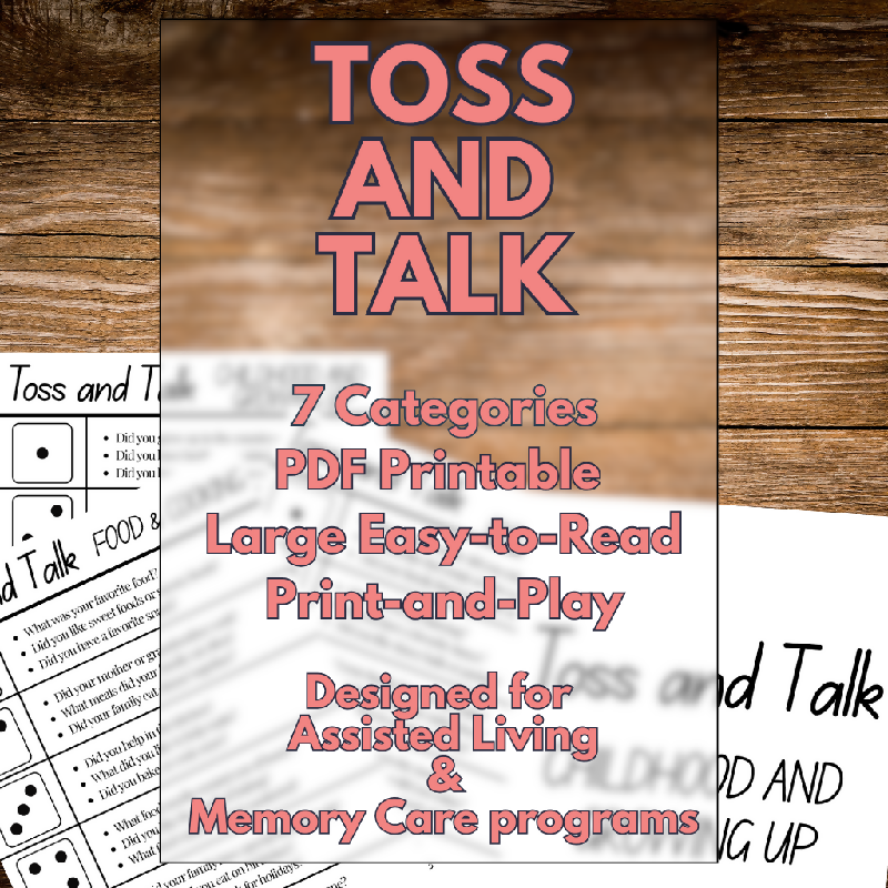 Toss and Talk Game for Seniors | Memory Care Printable Activity ...