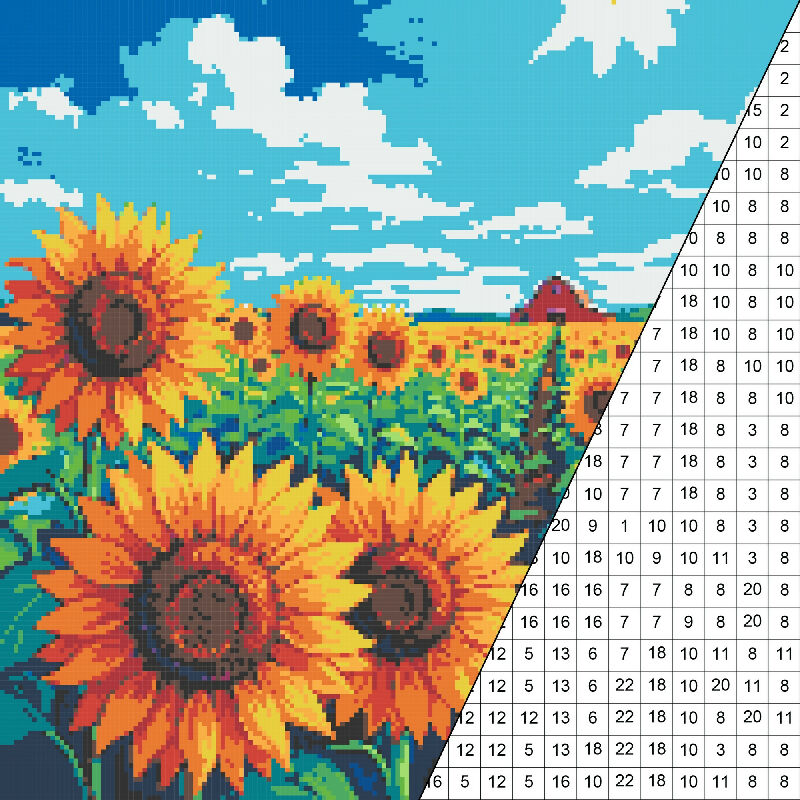 Sunflower Field Collaborative Color by Number | Giant Group Activity P ...